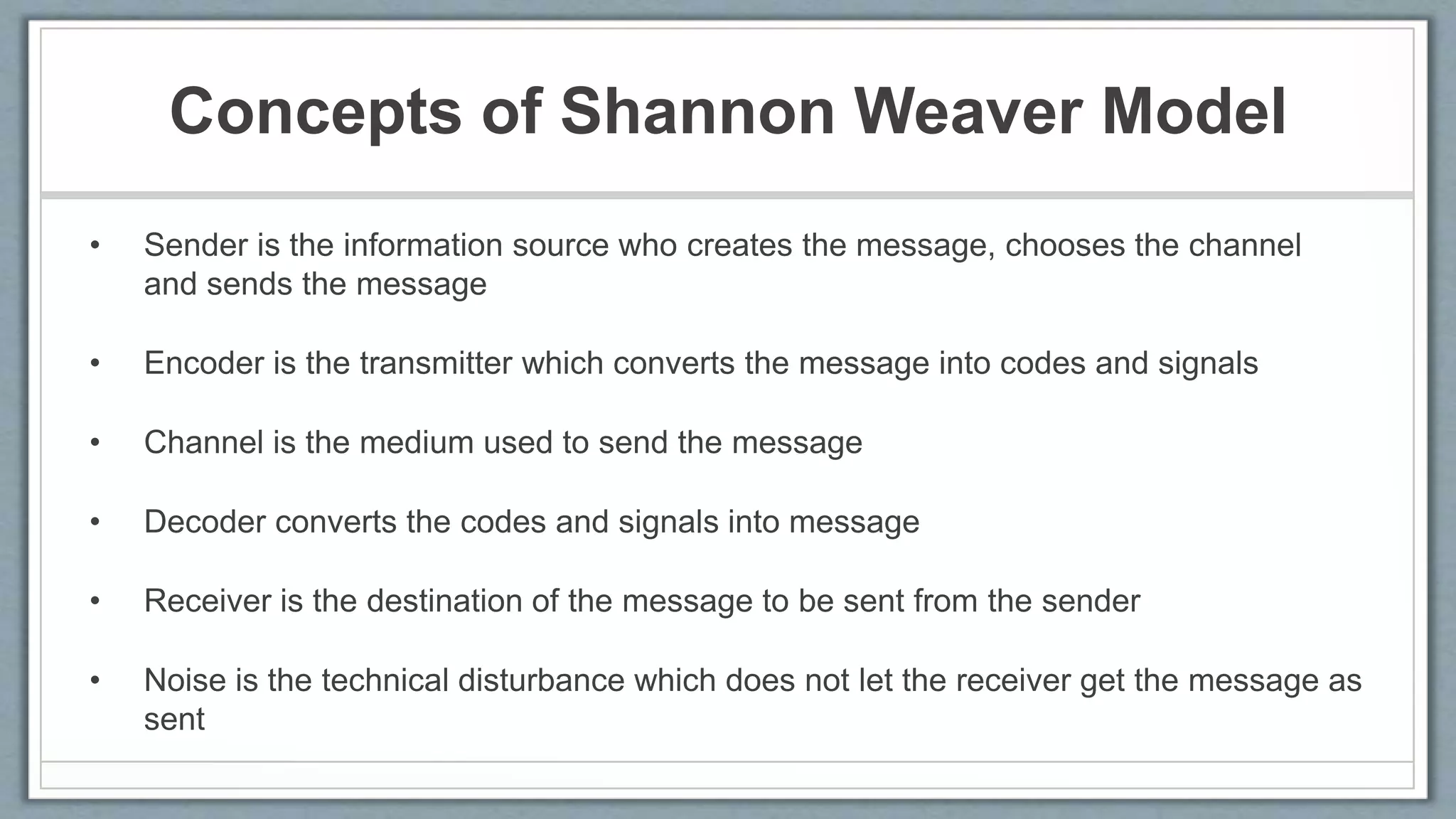Models of Communication: Shannon Weaver and Wendell Johnson's Model | PPTX