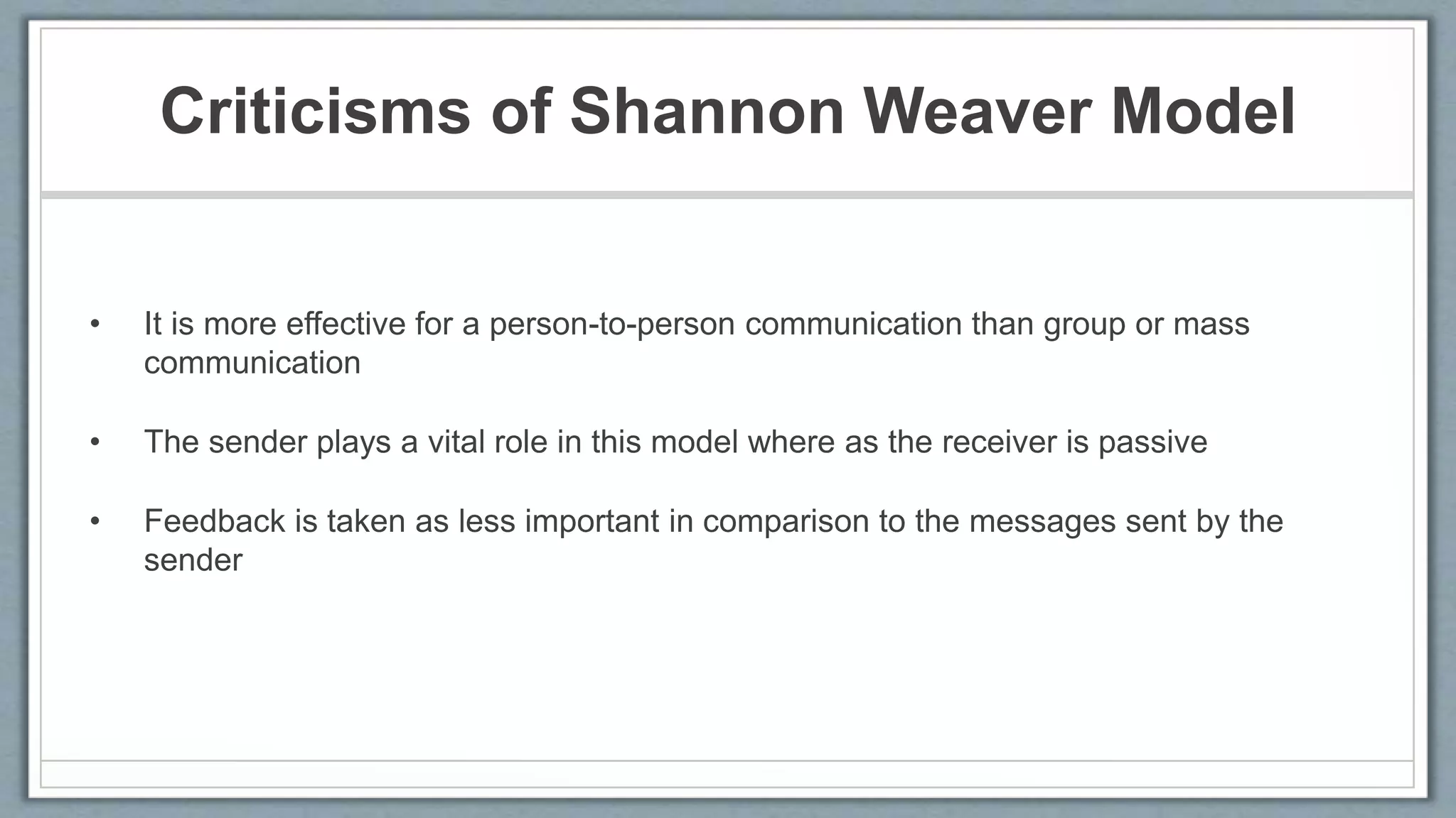 Models of Communication: Shannon Weaver and Wendell Johnson's Model | PPTX