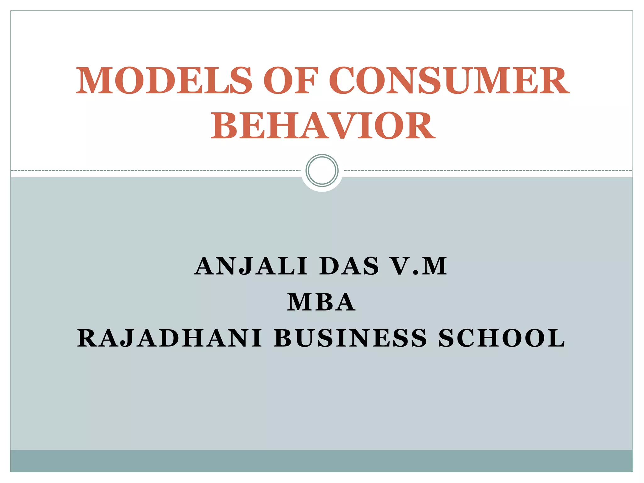 Models of consumer behavior | PPTX