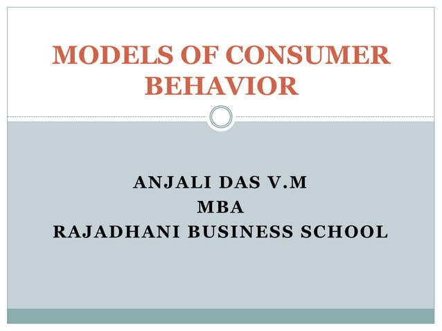 Models of consumer behavior | PPTX