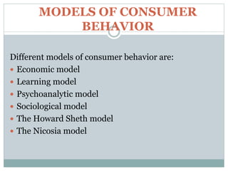 Models of consumer behavior | PPTX