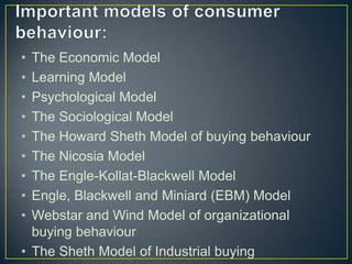 Models of consumer behaviour | PPTX
