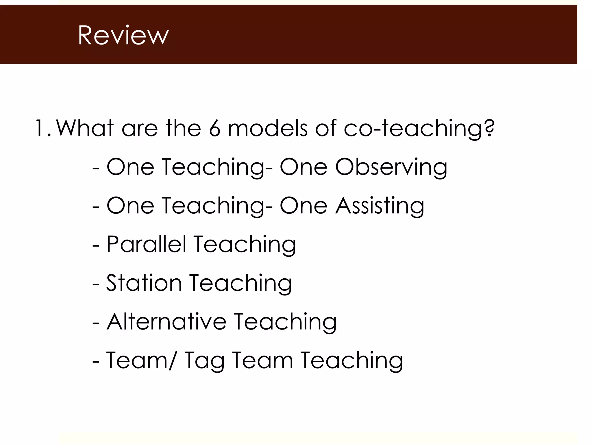 Models of Co-teaching Part B | PPT