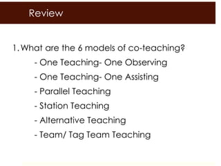 Models of Co-teaching Part B | PPT