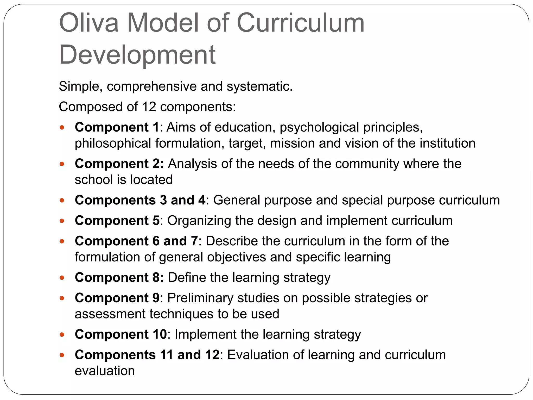 Models of curriculum development | PPTX