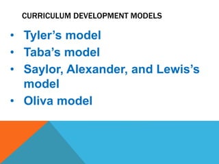 Models of curriculum development | PDF