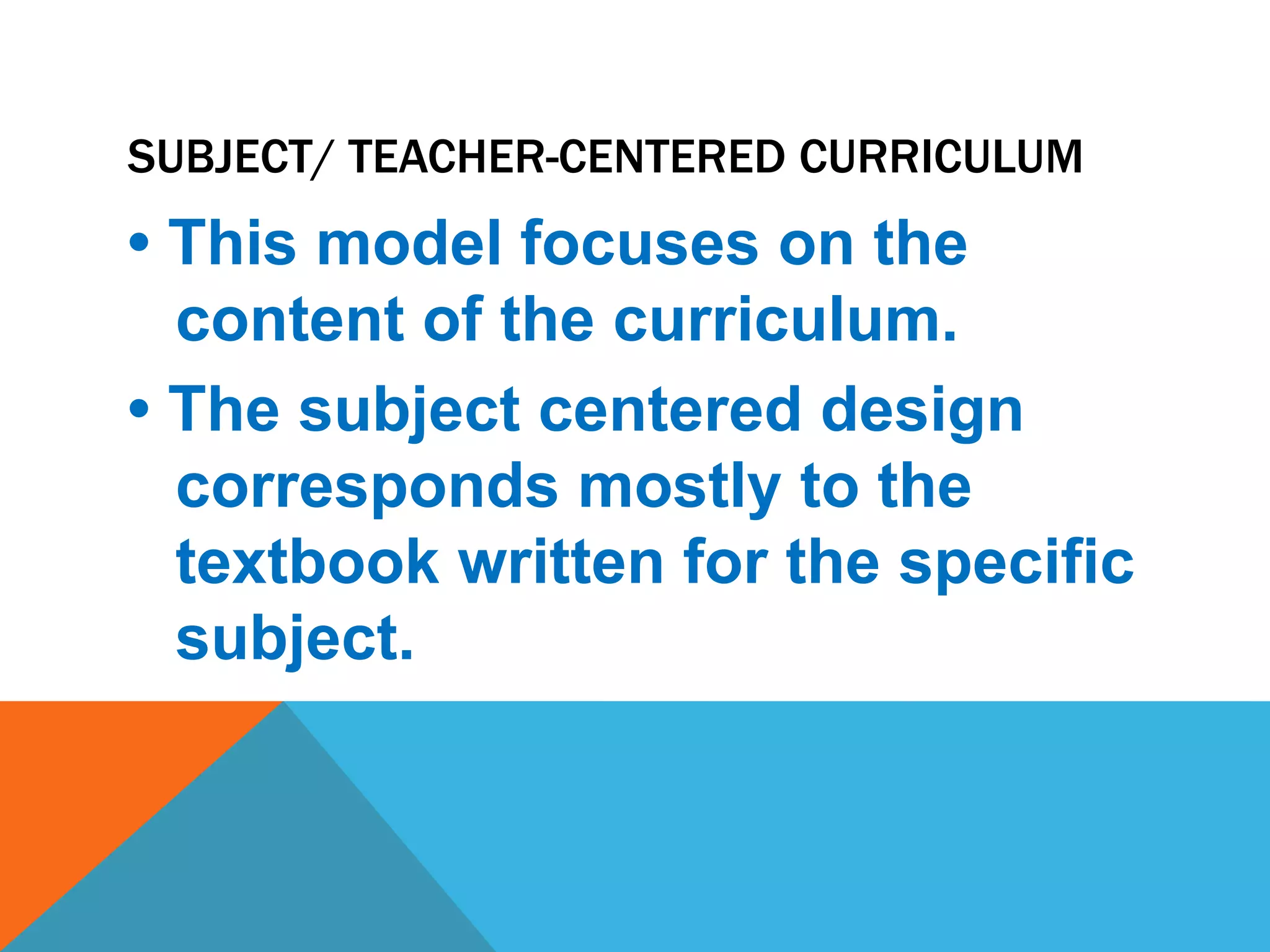 Models of curriculum development | PPTX