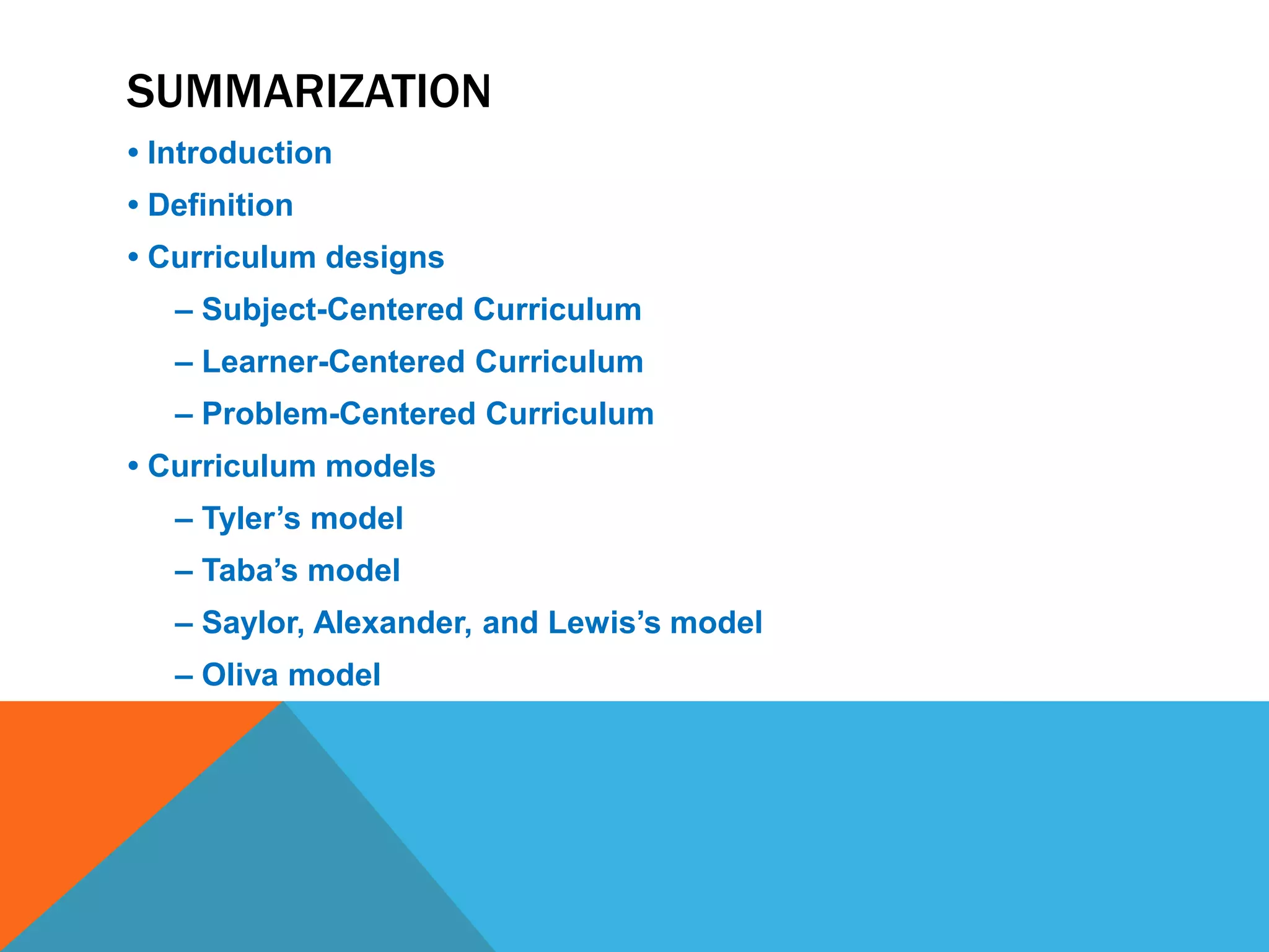 Models of curriculum development | PPTX