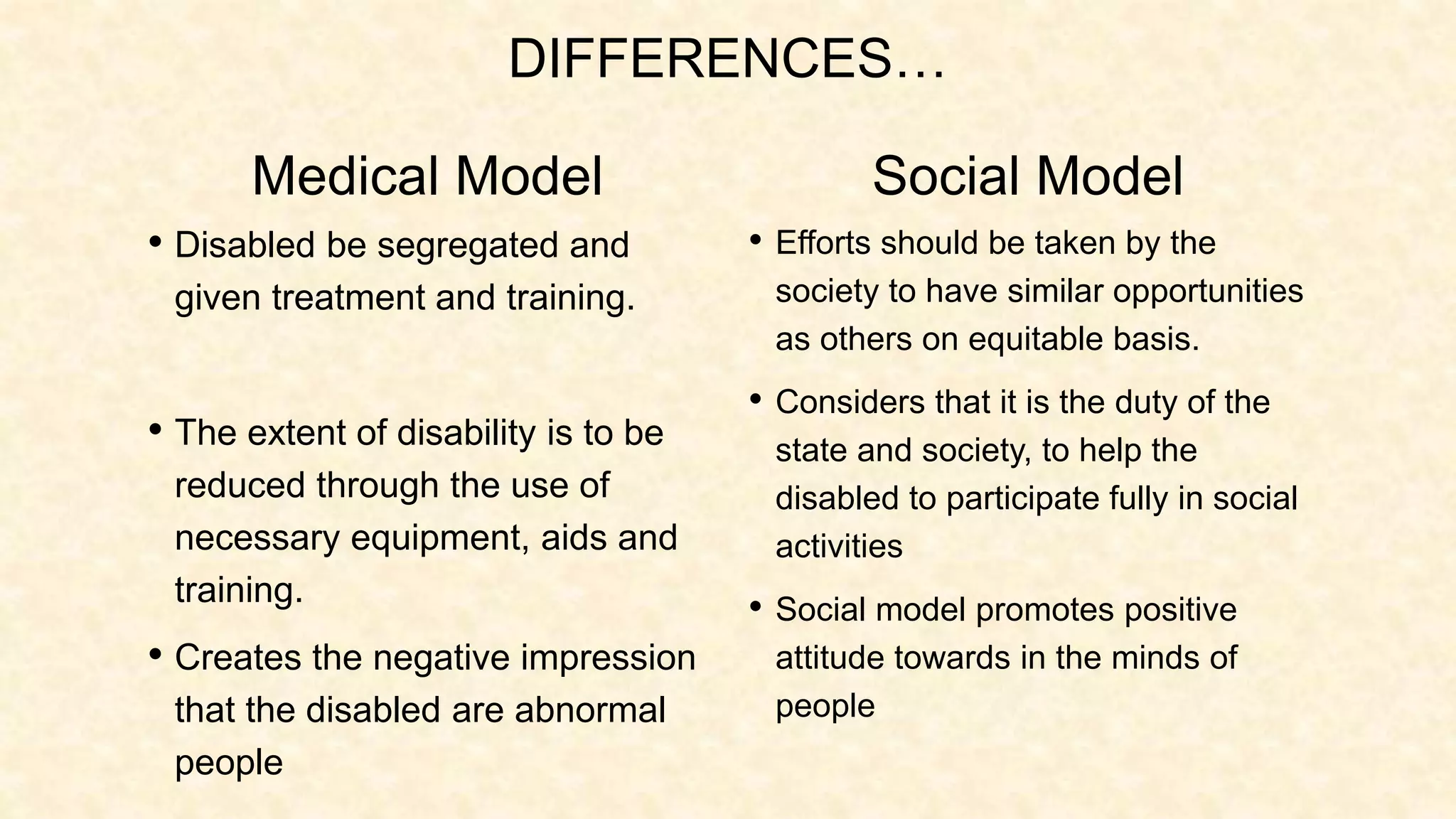 MODELS OF DISABILITY | PPTX