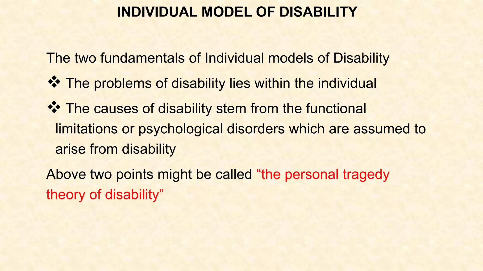 MODELS OF DISABILITY | PPTX