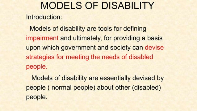 MODELS OF DISABILITY | PPTX