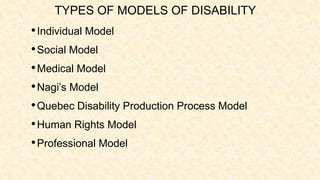 MODELS OF DISABILITY | PPTX