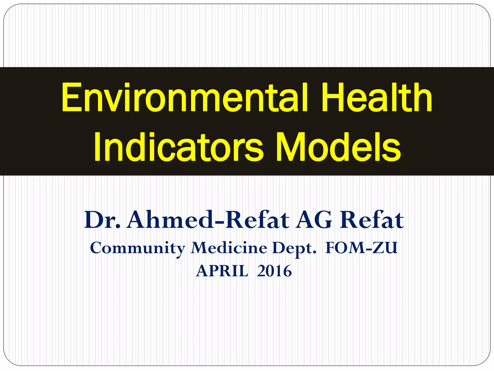 Models of environmental health indicators | PDF