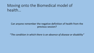 Lesson five - Models of health | PPTX