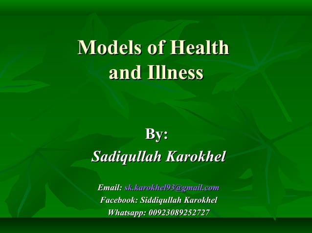 Models of health and illness | PPT | Genetics | Science