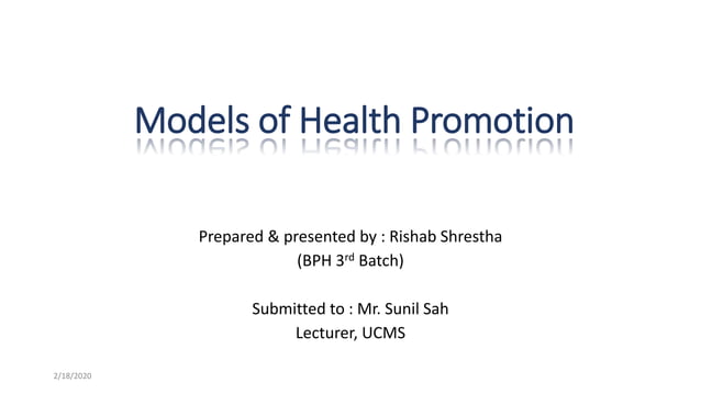 Models of health promotion | PPTX