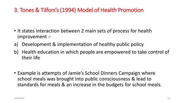 Models of health promotion | PPTX