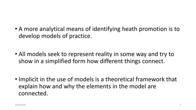 Models of health promotion | PPTX