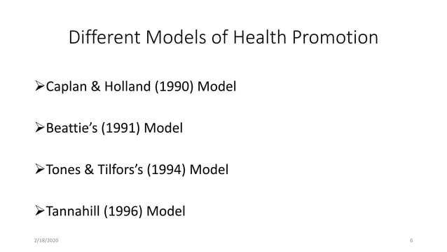 Models of health promotion | PPTX