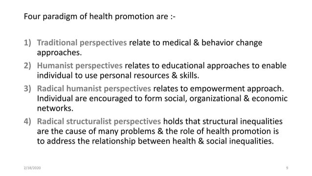 Models of health promotion | PPTX