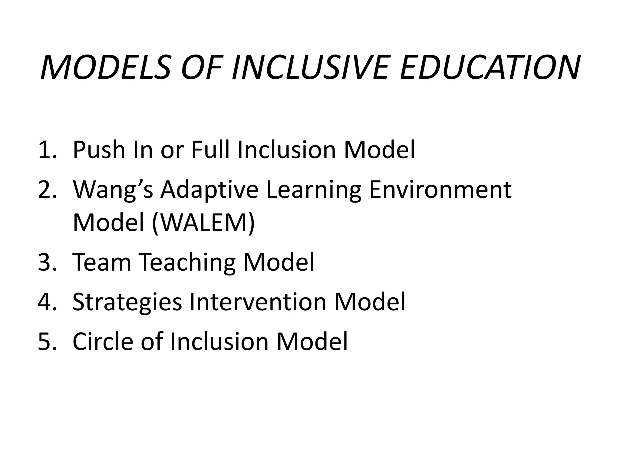 Models of inclusive education | PPTX