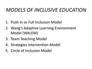 Models of inclusive education | PPTX