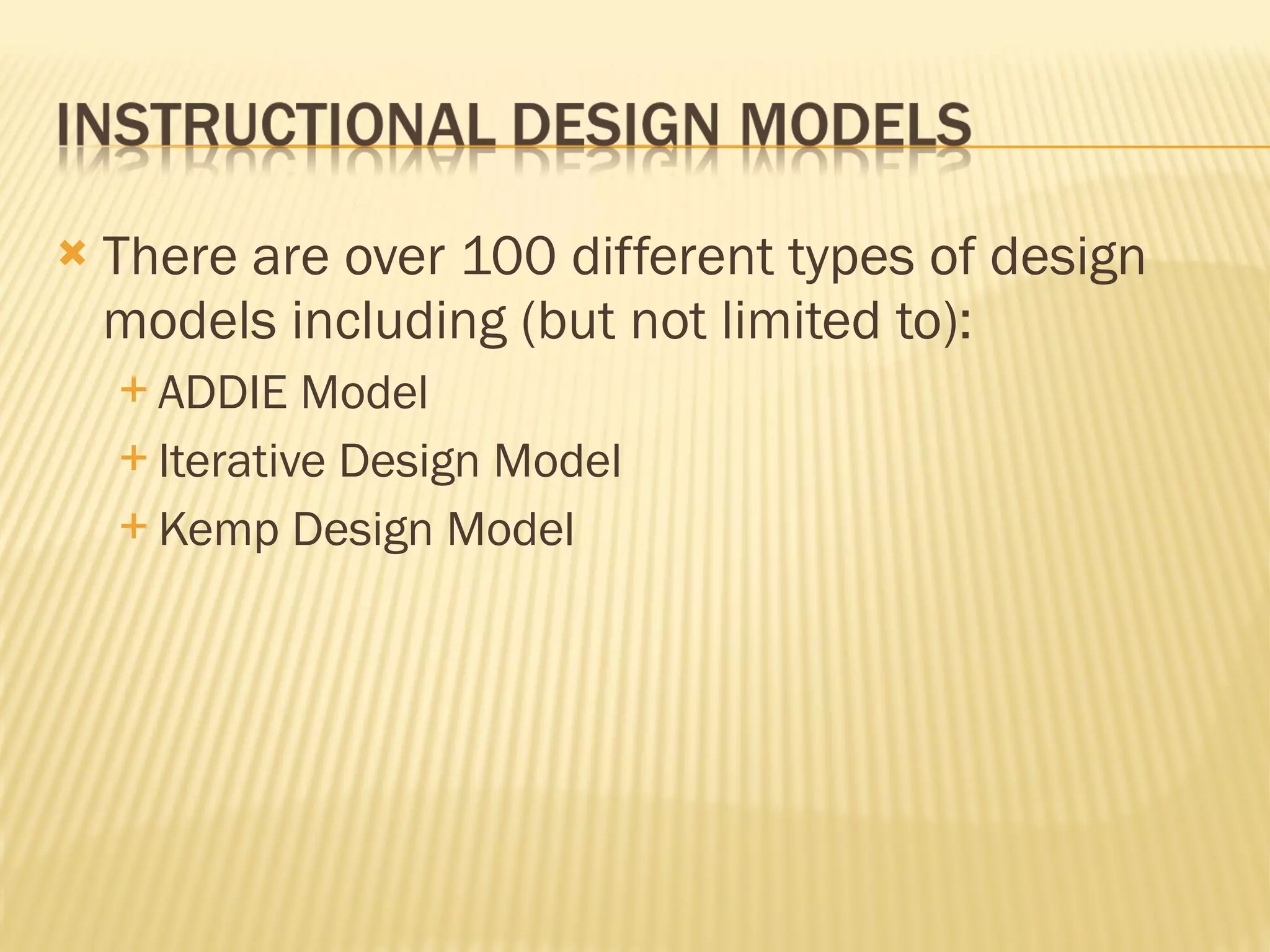 Models of Instructional Design | PPS