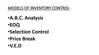 Models of inventory control | PPTX