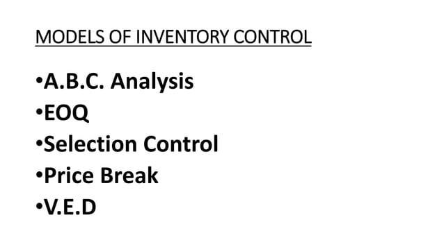 Models of inventory control | PPTX