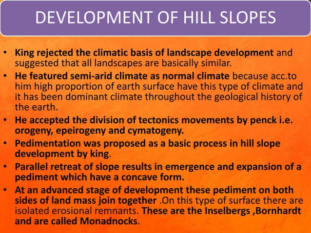 Models of landscape evolution and slope development by king | PPTX ...