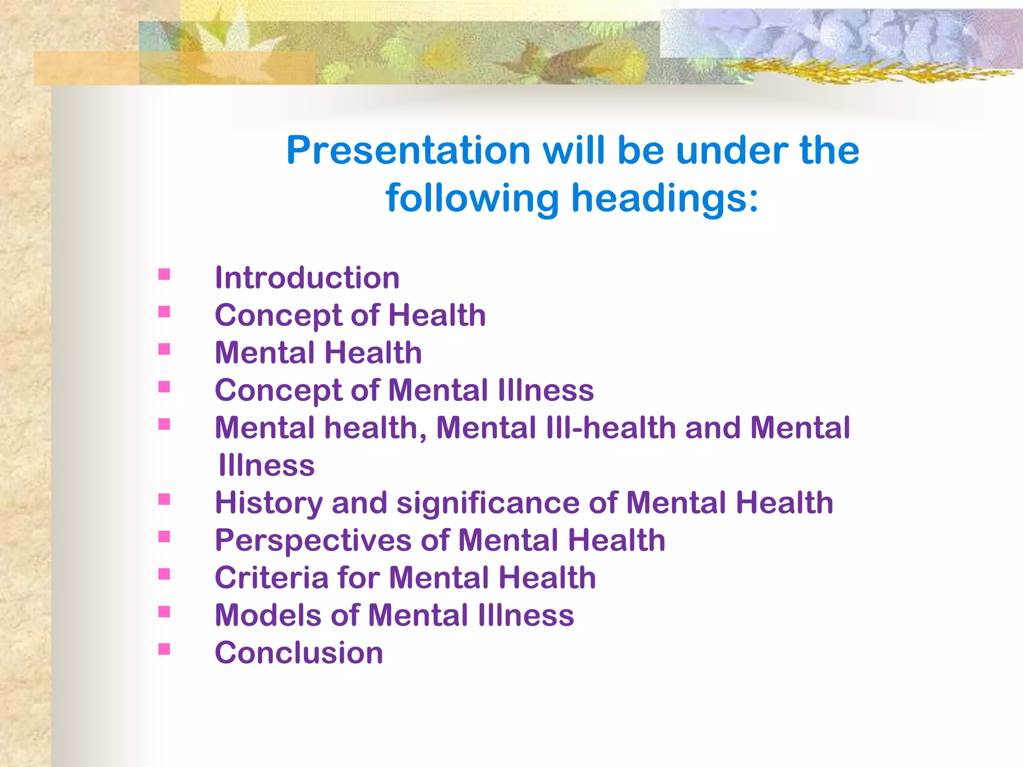 Models of mental health & illness | PPTX