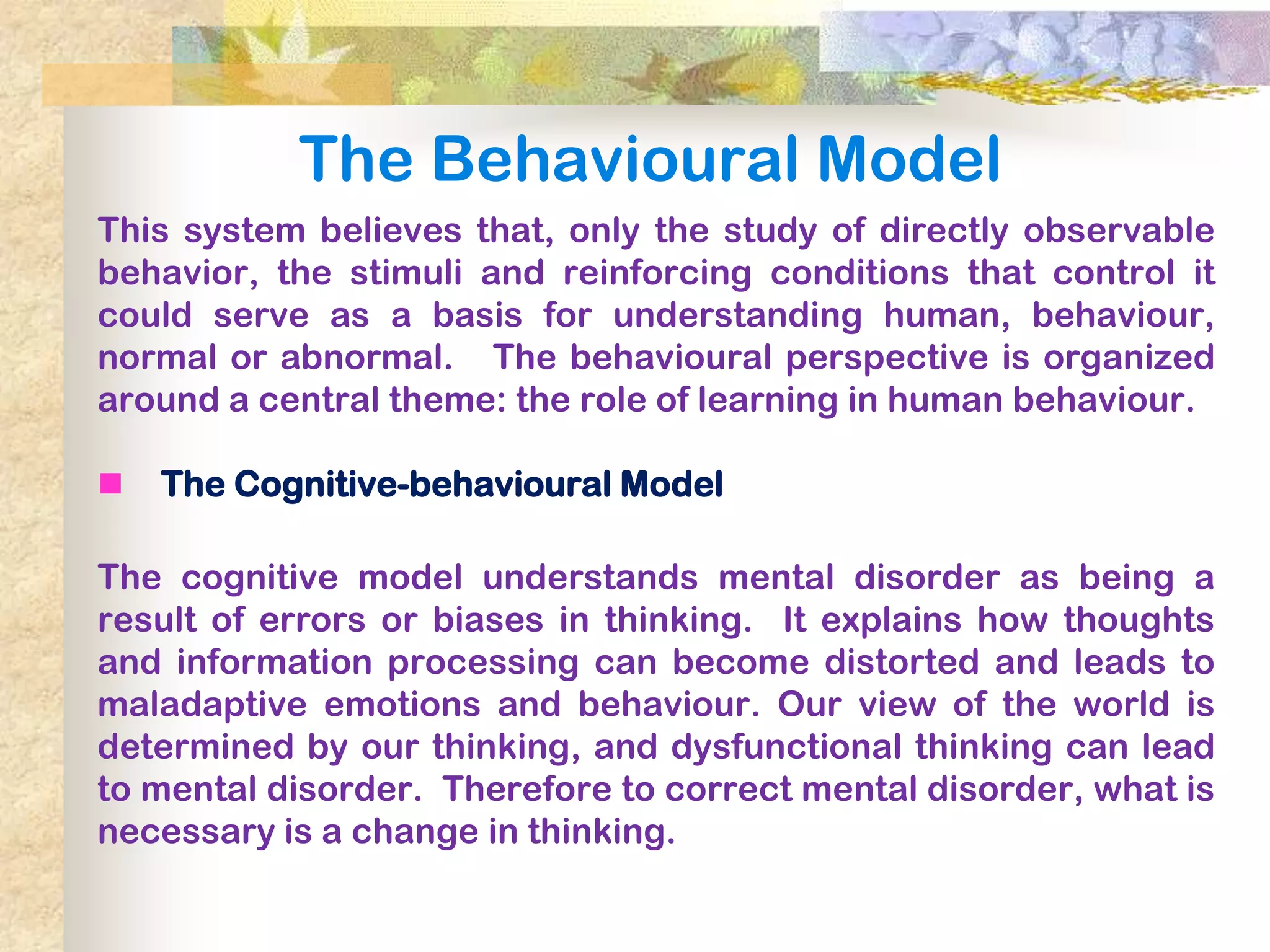 Models of mental health & illness | PPTX