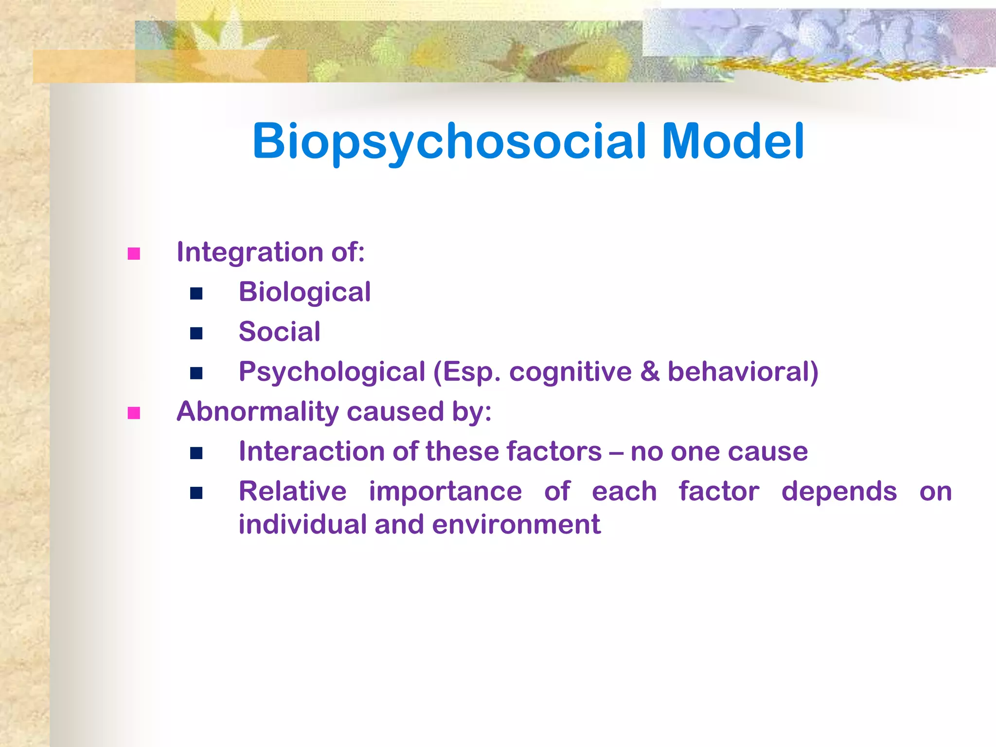 Models of mental health & illness | PPTX