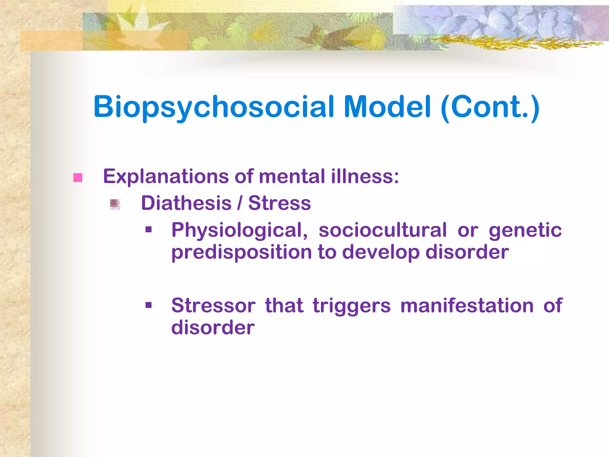 Models of mental health & illness | PPTX