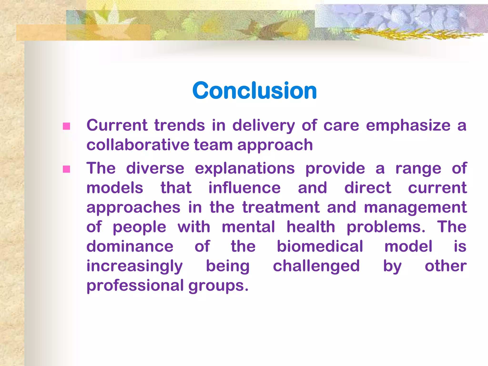 Models of mental health & illness | PPTX