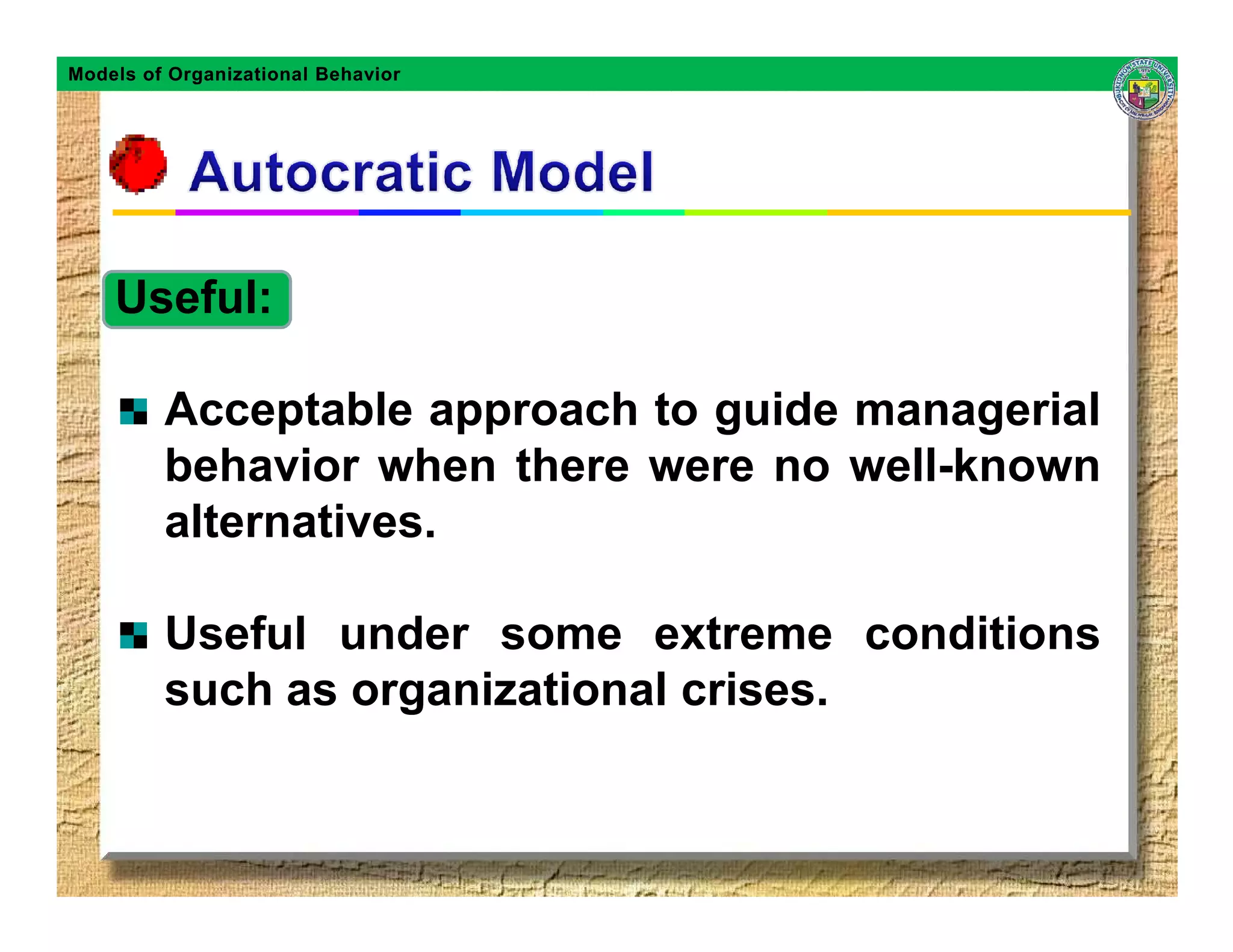 Models Of Organizational Behavior | PDF