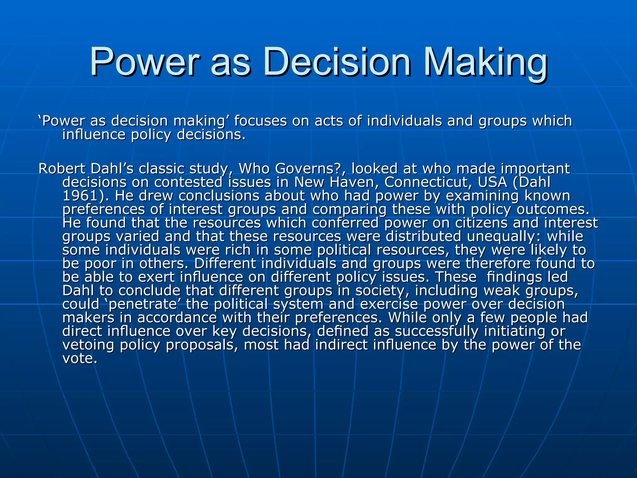 Models of policy making and the concept of power in policy | PPT