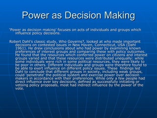 Models of policy making and the concept of power in policy | PPT