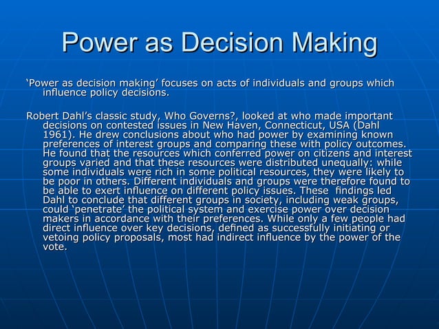 Models of policy making and the concept of power in policy | PPT