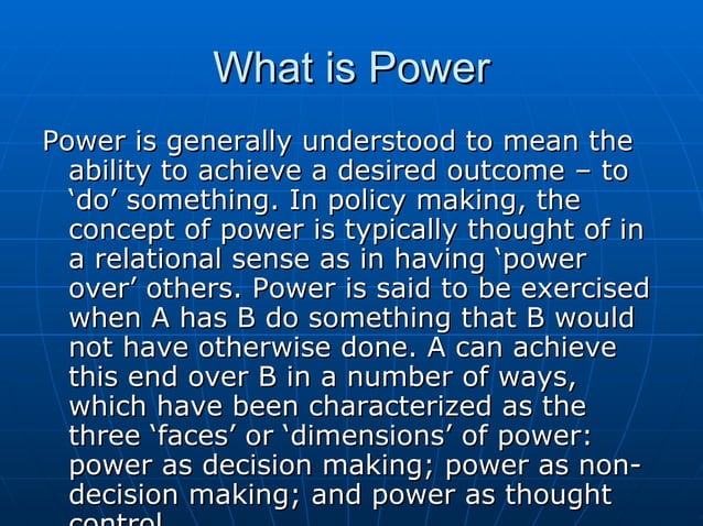 Models of policy making and the concept of power in policy | PPT