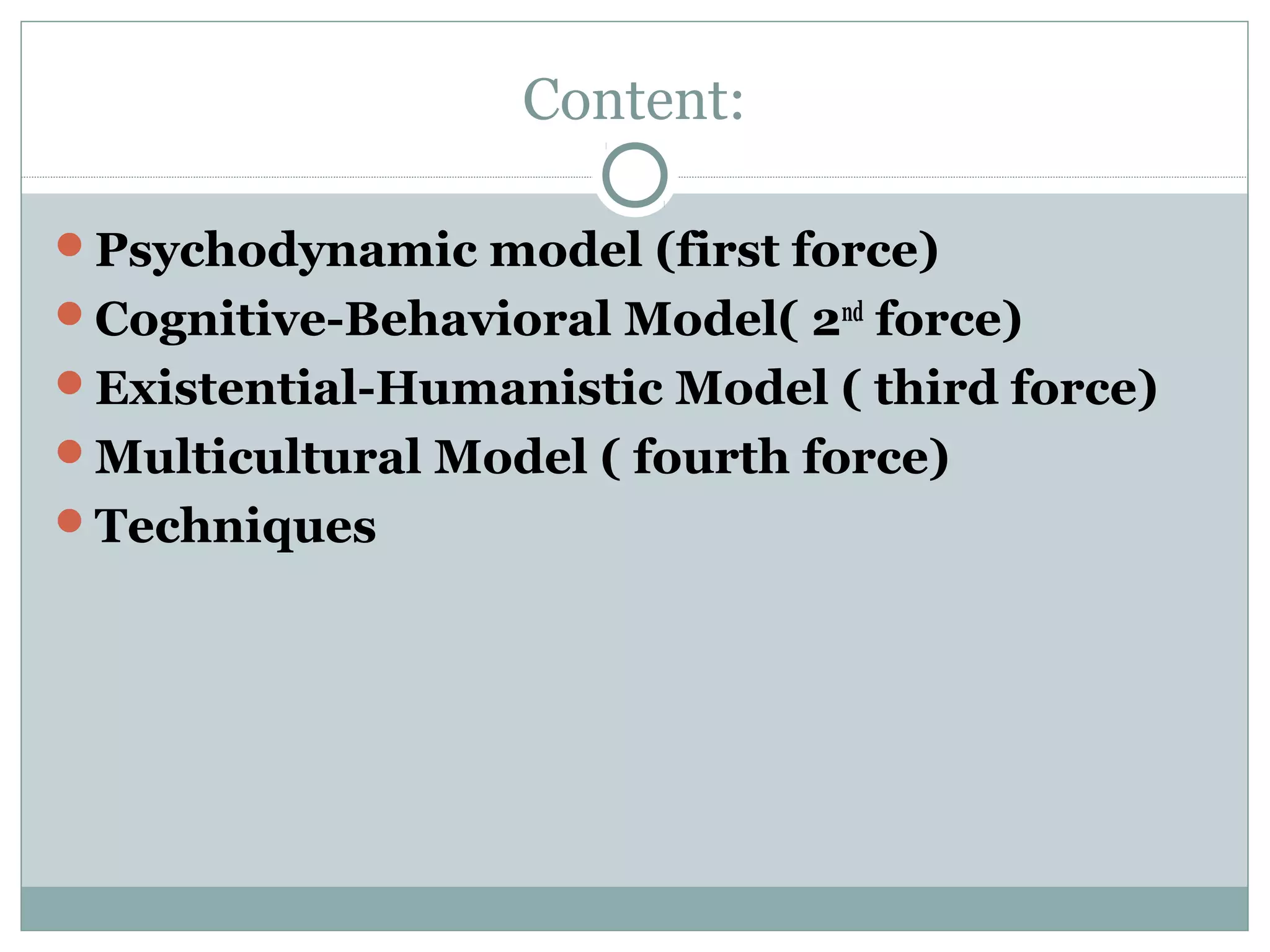 Models of psychotherapy | PPT