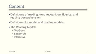 EDUC 551 Models of Reading | PPT