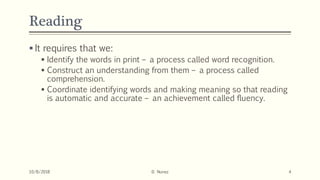 EDUC 551 Models of Reading | PPTX