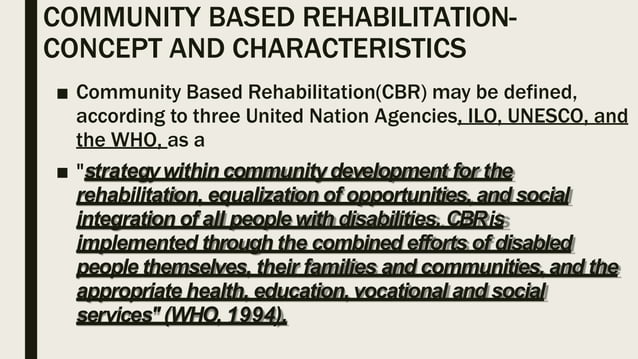 models of rehabilitation - community based rehabilitation | PPTX ...