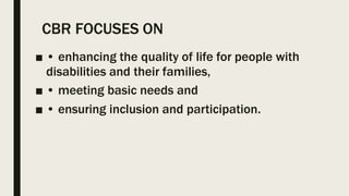 models of rehabilitation - community based rehabilitation | PPTX