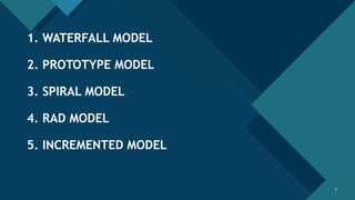 MODELS OF Software engeineering sdlc models | PPTX