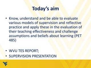 Models of supervision reflection | PPTX
