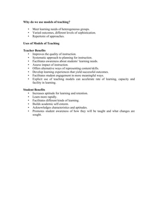 models of teaching | PDF