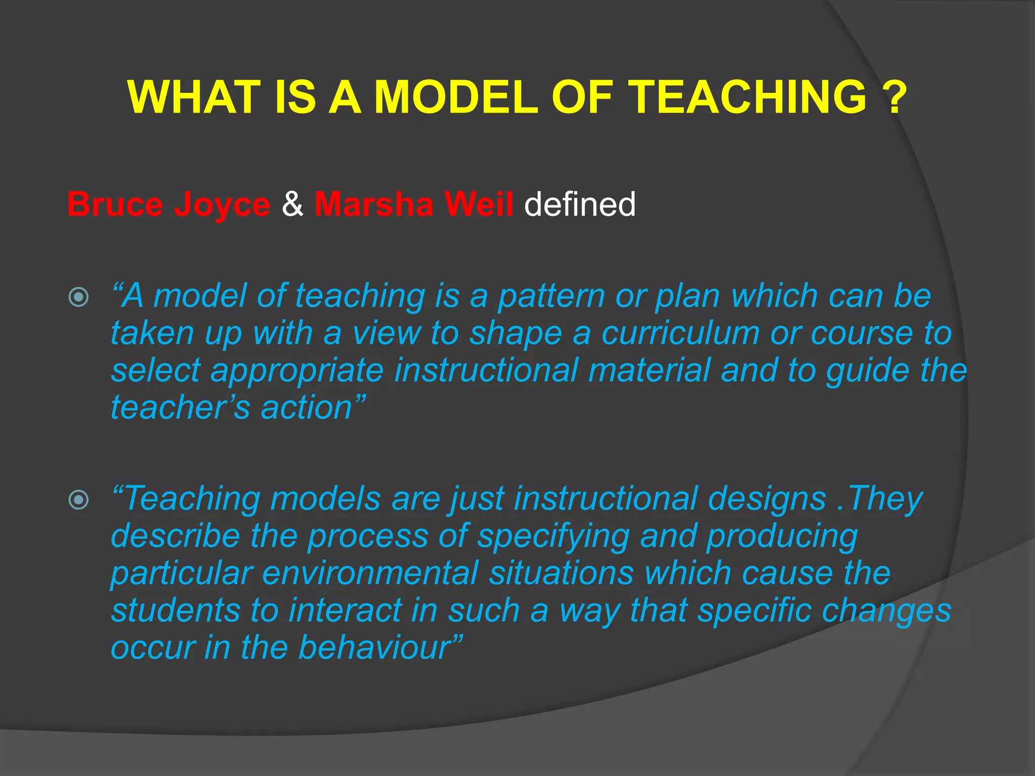Models of teaching | PPTX
