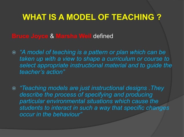 Models of teaching | PPTX